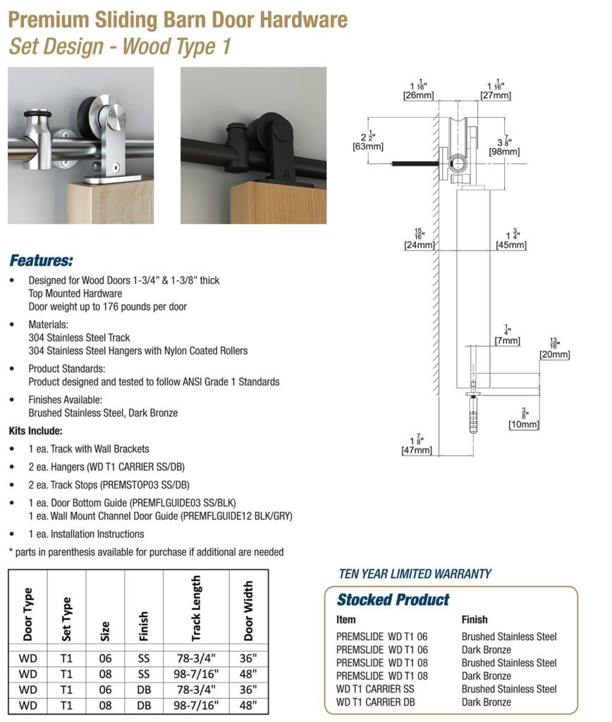 Barn Door Hardware – Set Design - Wood Type 1 – Doormerica Hardware