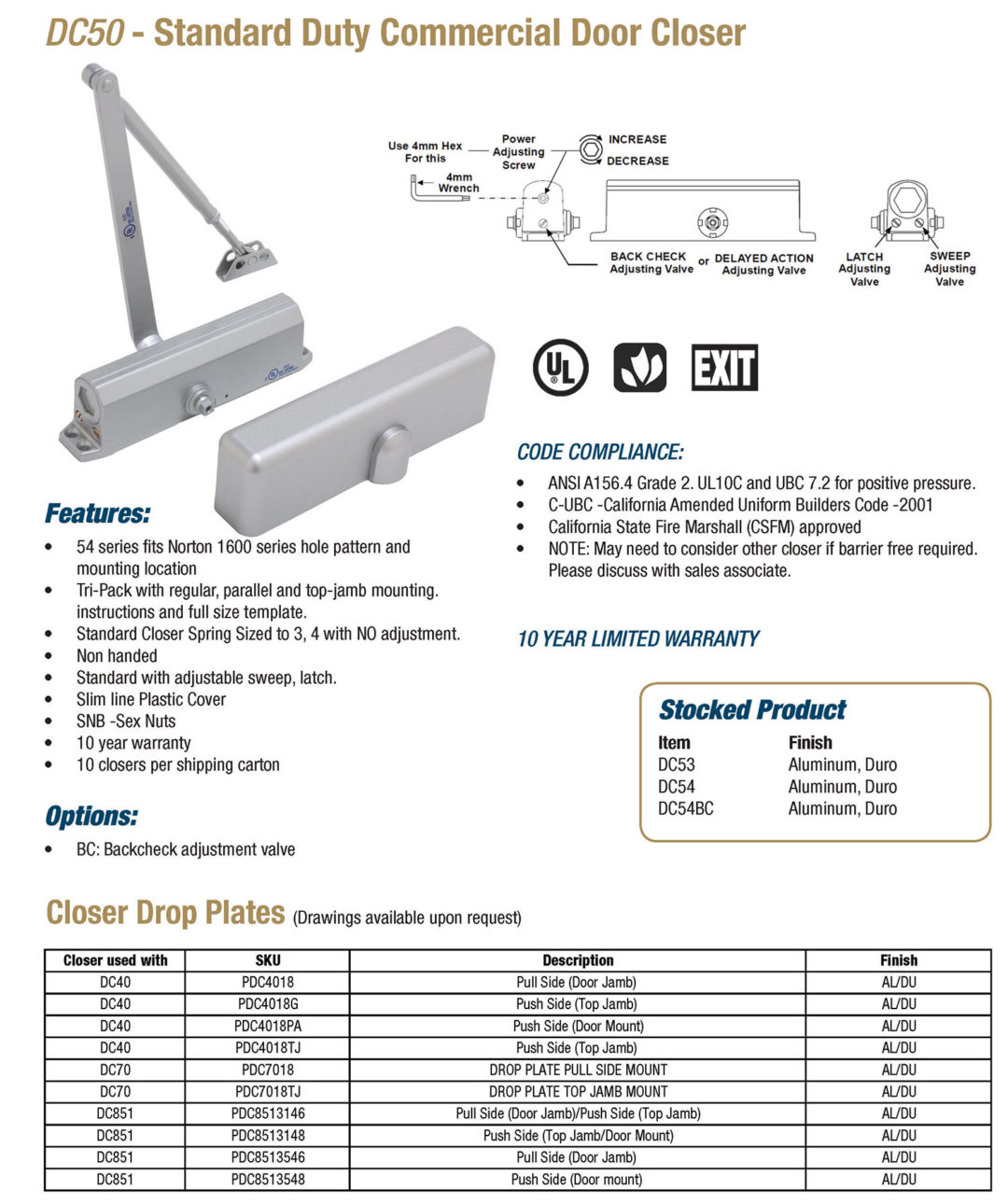 Closers – DC50 – Doormerica Hardware