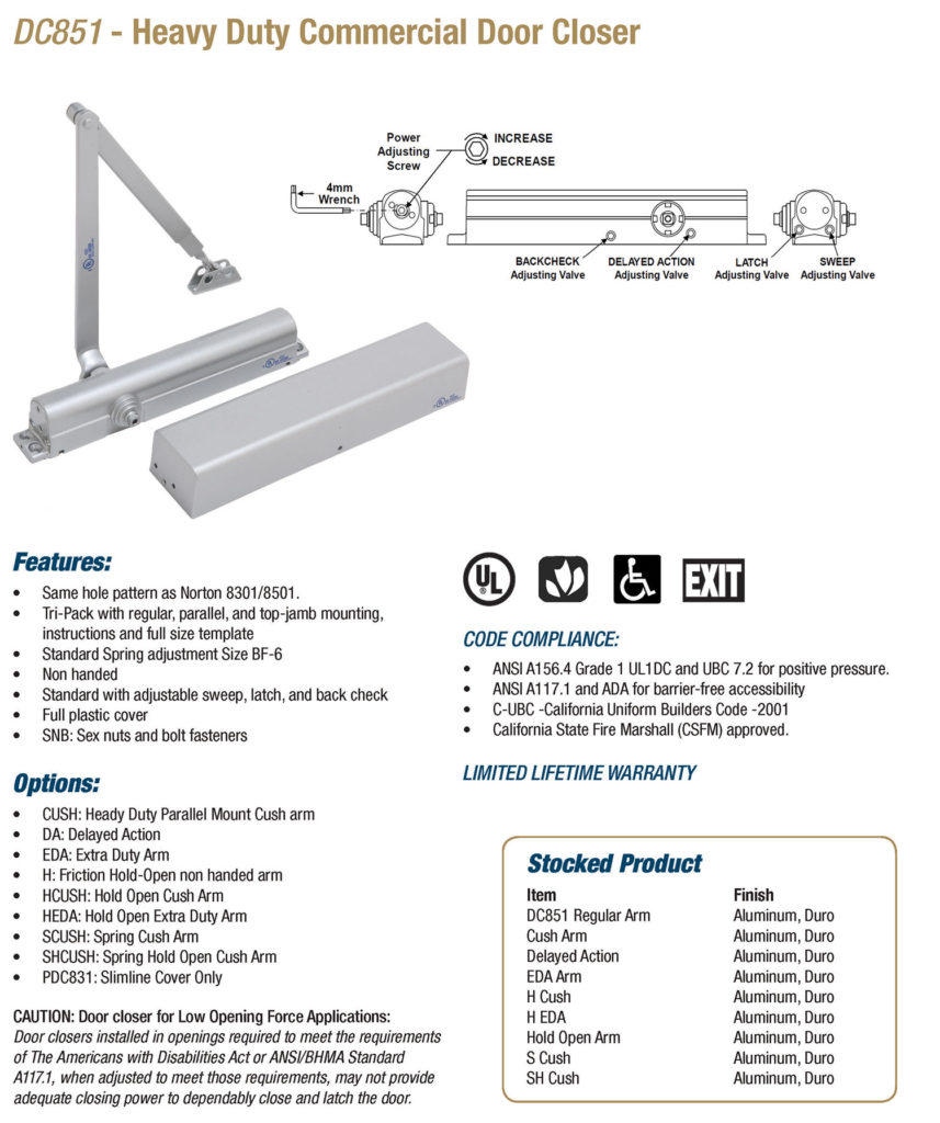 Closers – DC851 – Doormerica Hardware