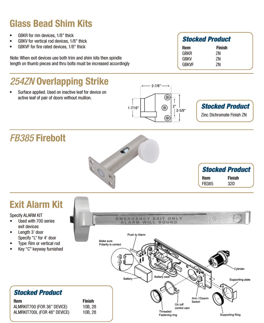 Exits – 700 Series Accessories – Doormerica Hardware