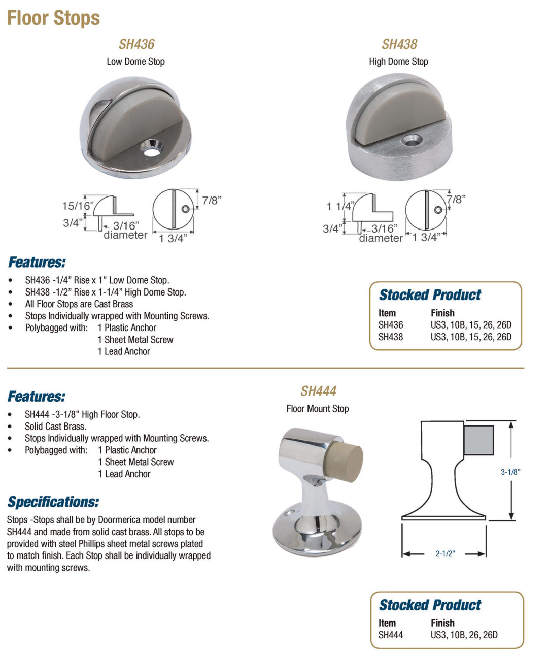Trim & Auxiliary – Floor Stops – Doormerica Hardware