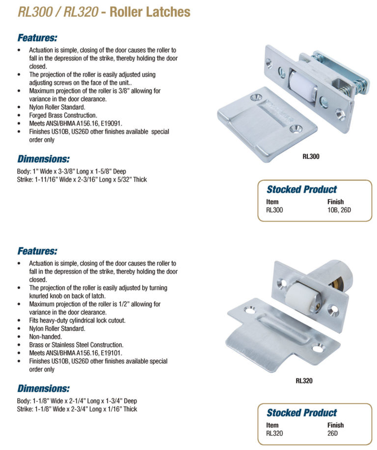 Trim & Auxiliary – Roller Latches – Doormerica Hardware