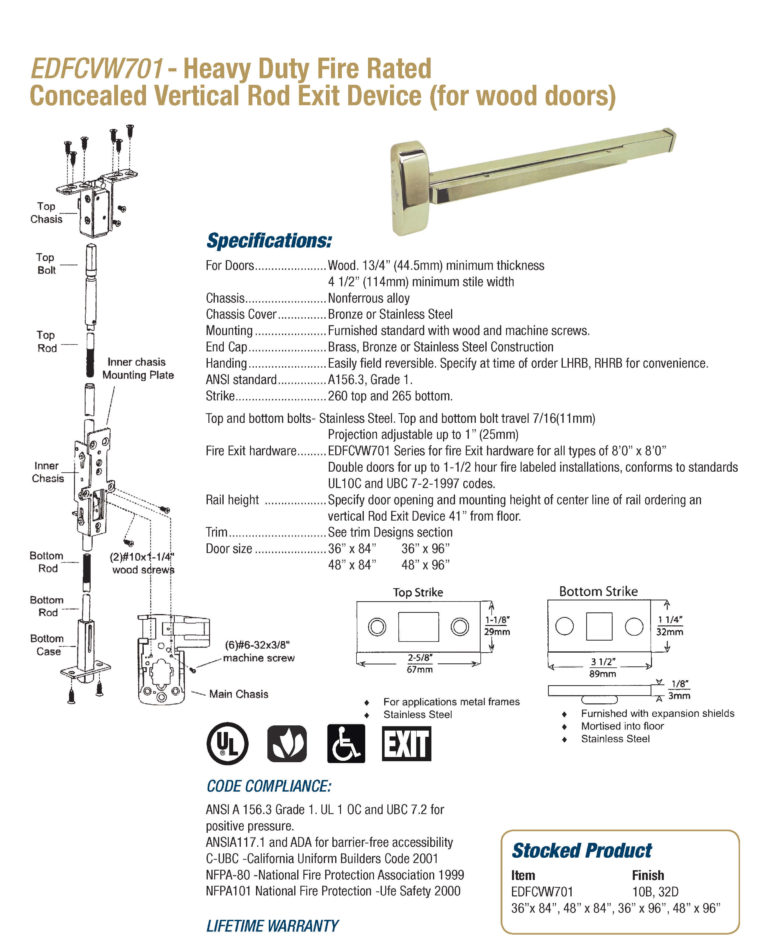 Exits – Concealed Vertical Rod (Wood Doors) – Doormerica Hardware