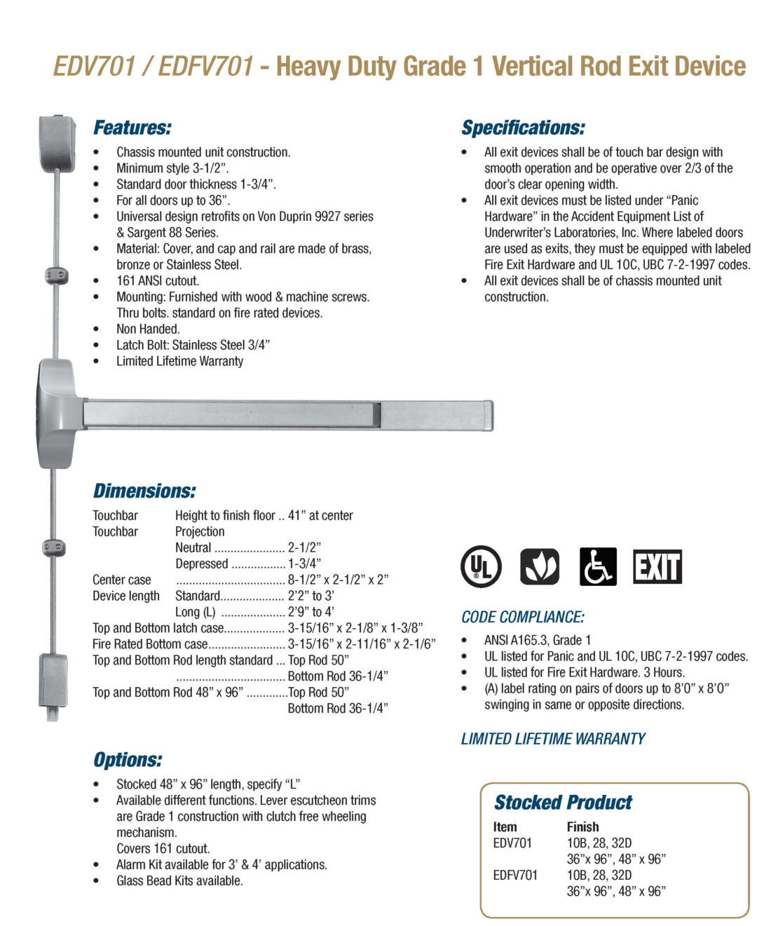 Exits – Vertical Rod – Doormerica Hardware