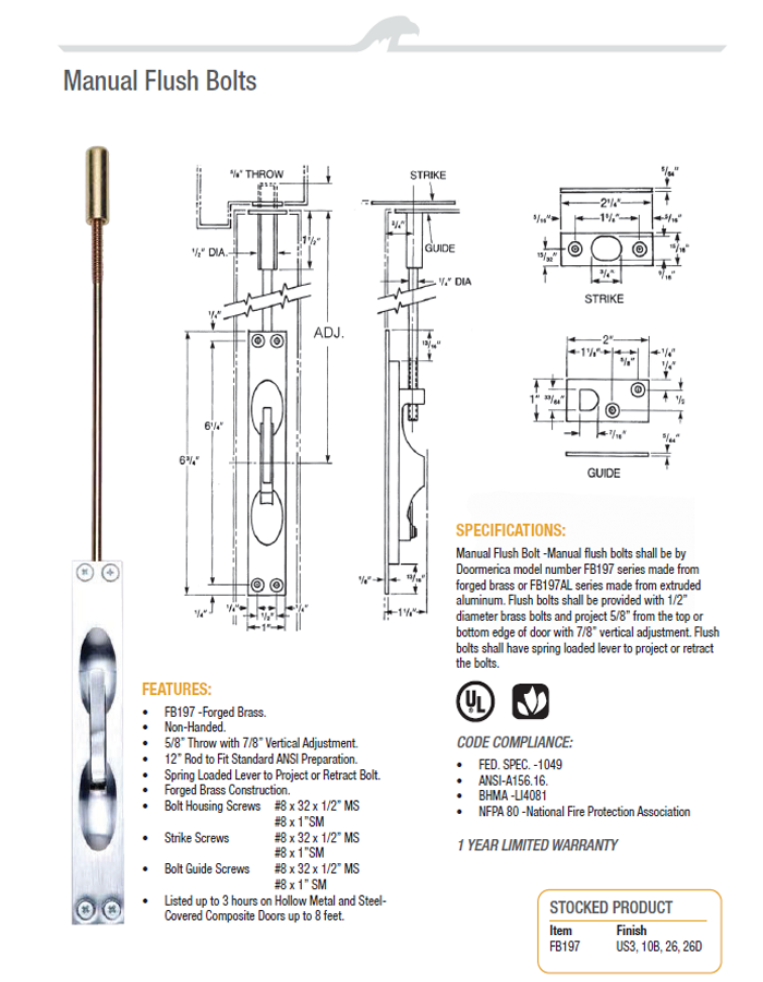 Trim Auxiliary Flush Bolts Doormerica Hardware Trim Auxiliary Flush Bolts Doormerica Hardware